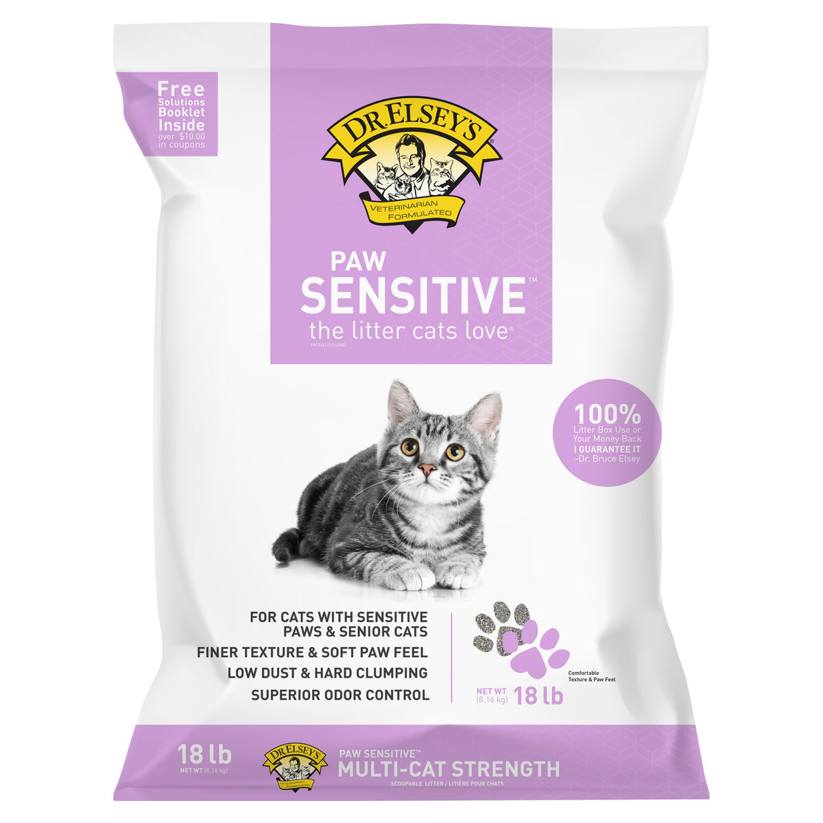 DR. ELSEY'S PAW SENSITIVE CLUMPING CLAY CAT LITTER 18-LB – American ...