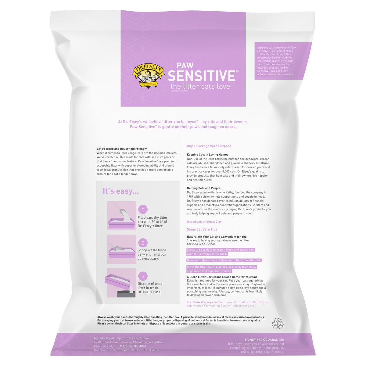 DR. ELSEY'S PAW SENSITIVE CLUMPING CLAY CAT LITTER 18-LB – American ...