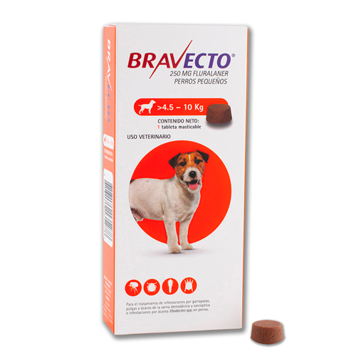 BRAVECTO 250 MG X 1 TABLETA (4.5KG A 10KG) ROJO – American Pets Panama