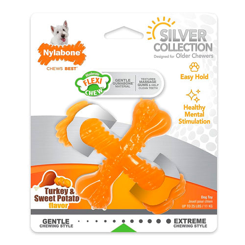 NYLABONE SILVER COLLECTION FLEXI CHEW X-BONE, TURKEY & SWEET POTATO ...